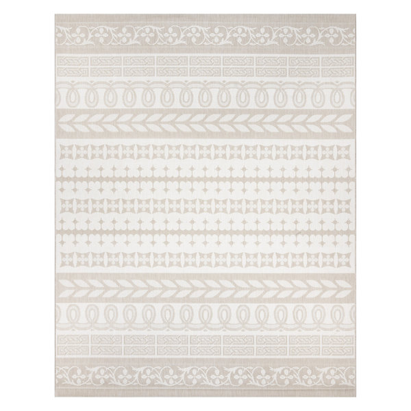 Lark Manor Paseo Astrid Bohemian Striped Ivory Cream Beige Polypropylene Flatweave Indoor ...